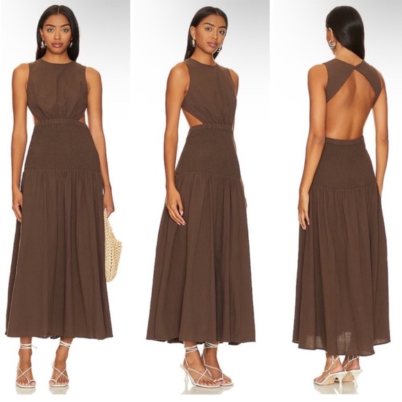 REVOLVE | Dresses | Revolve Brown Cutout Back Maxi Dress | Poshmark